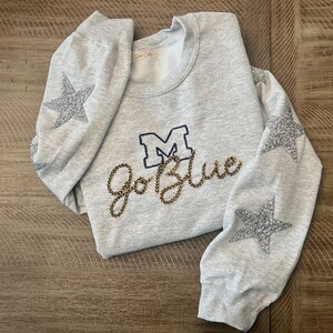 Game Day Embroidered Sweatshirt With Stars | Chain Stitched Favorite ...