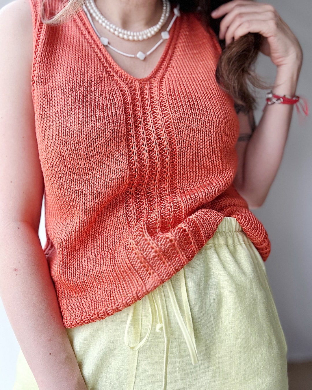 Strickanleitung Verba top Sommer-Baumwoll-Seide-Leinen Top Einfach ...