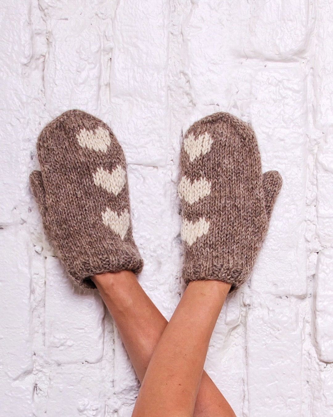 Three Hearts Mittens Knitting Pattern: Women Chunky Hands Warmers (PDF ...