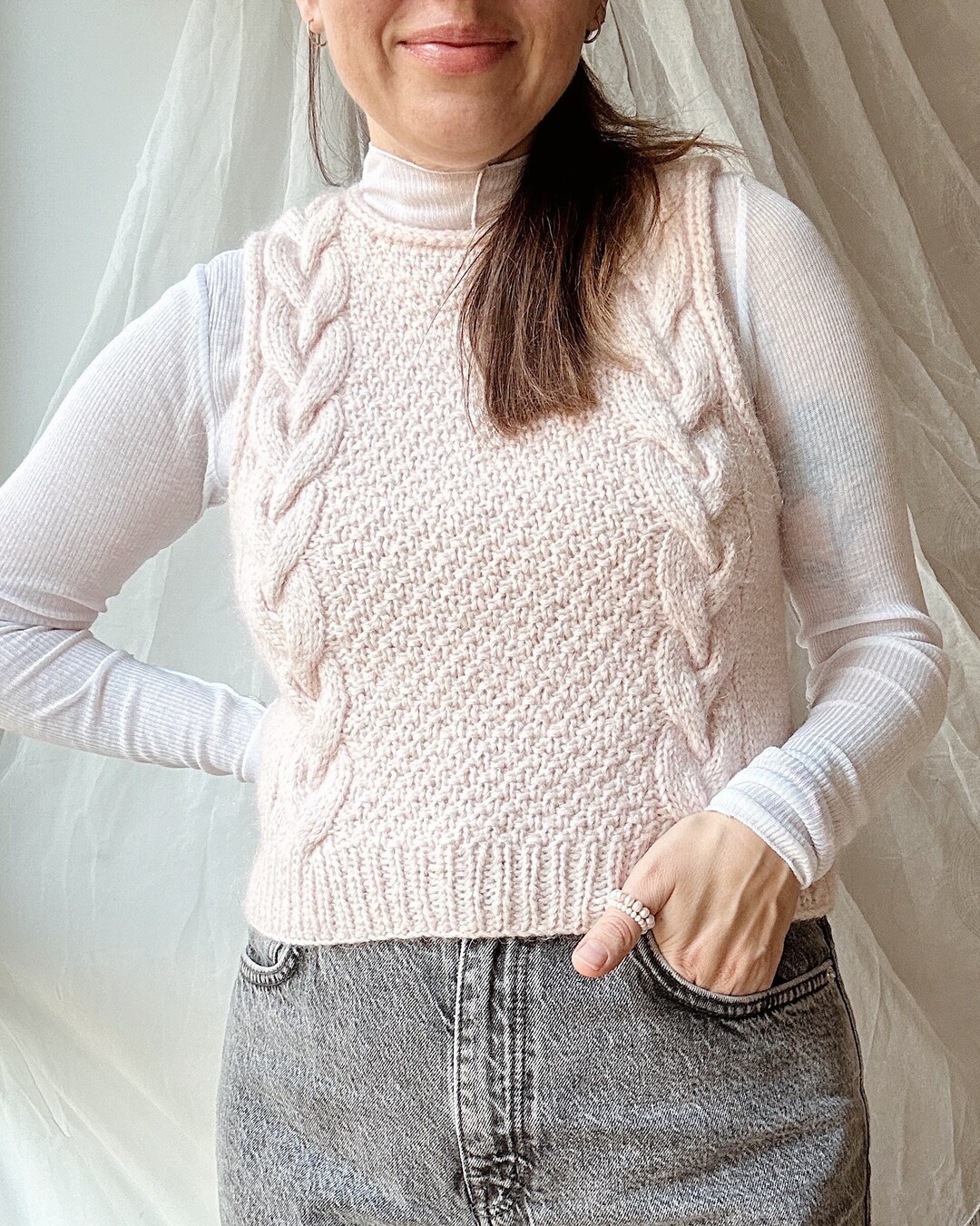 Vest Knitting Pattern Delfinium Vest Cropped Vest Pattern - Etsy