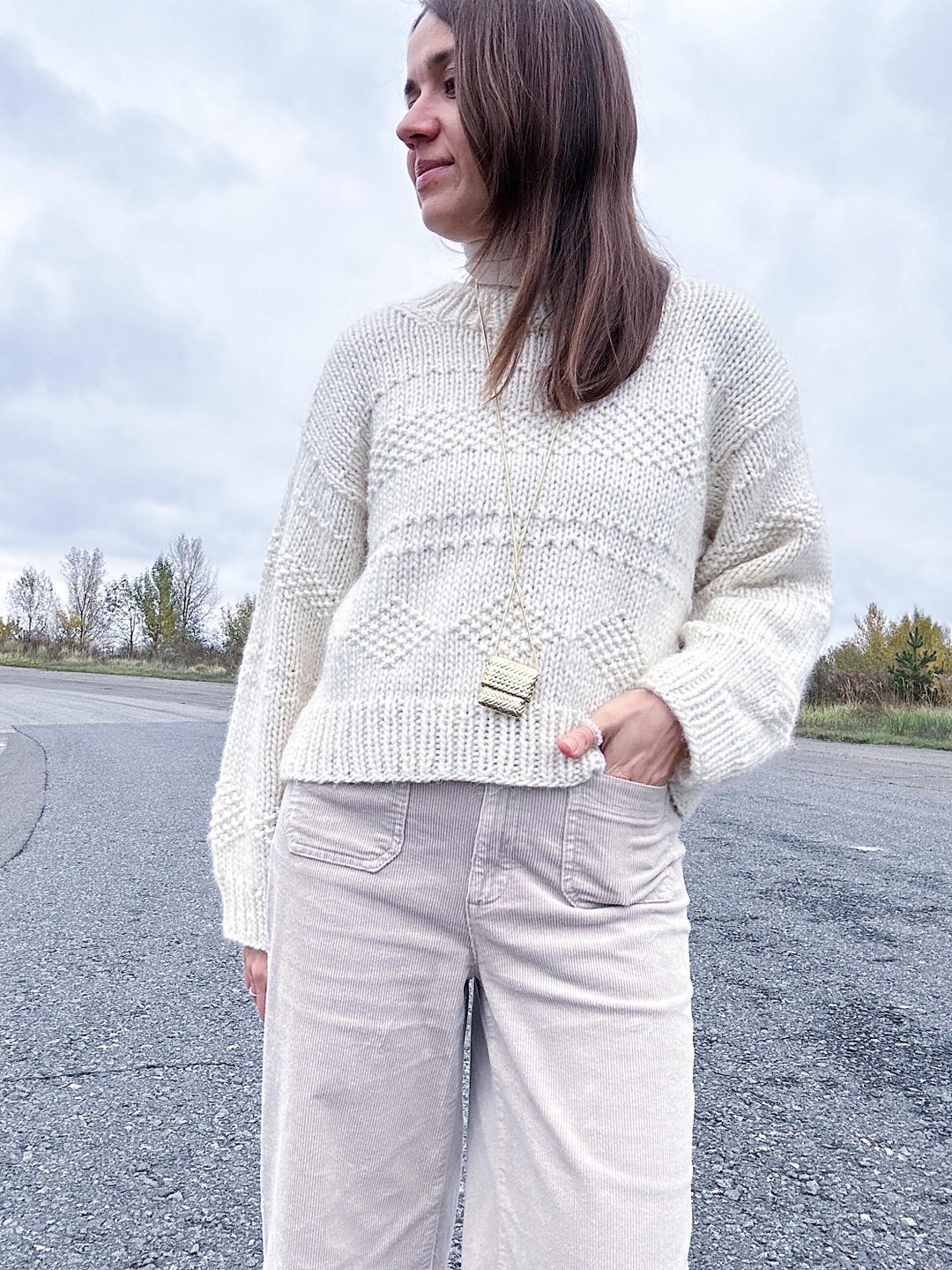Mayble Sweater Knitting Pattern, Chunky Cropped Oversized Pullover With ...