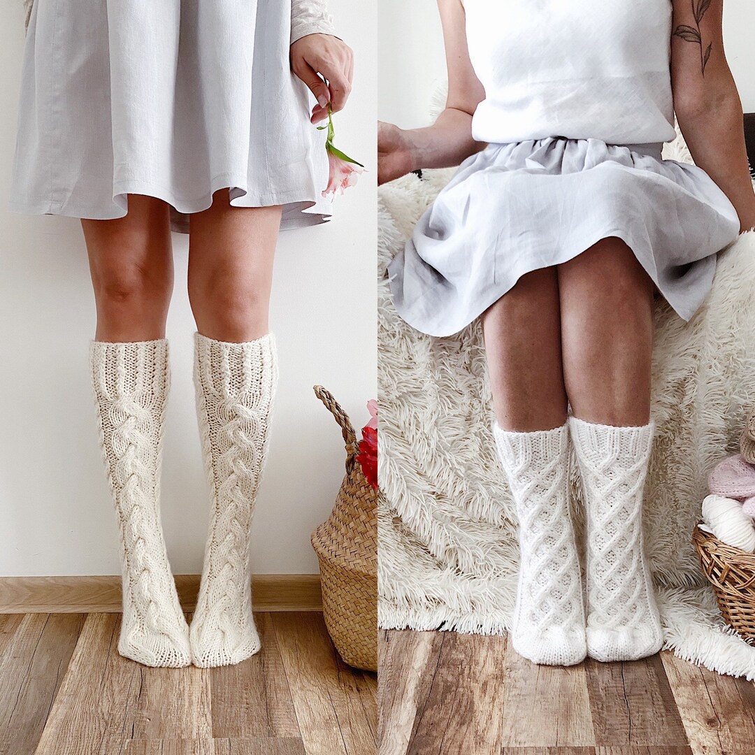 Set of 2 Sock Patterns Chunky Thick Socks Knitting Pattern Cabled Aran ...