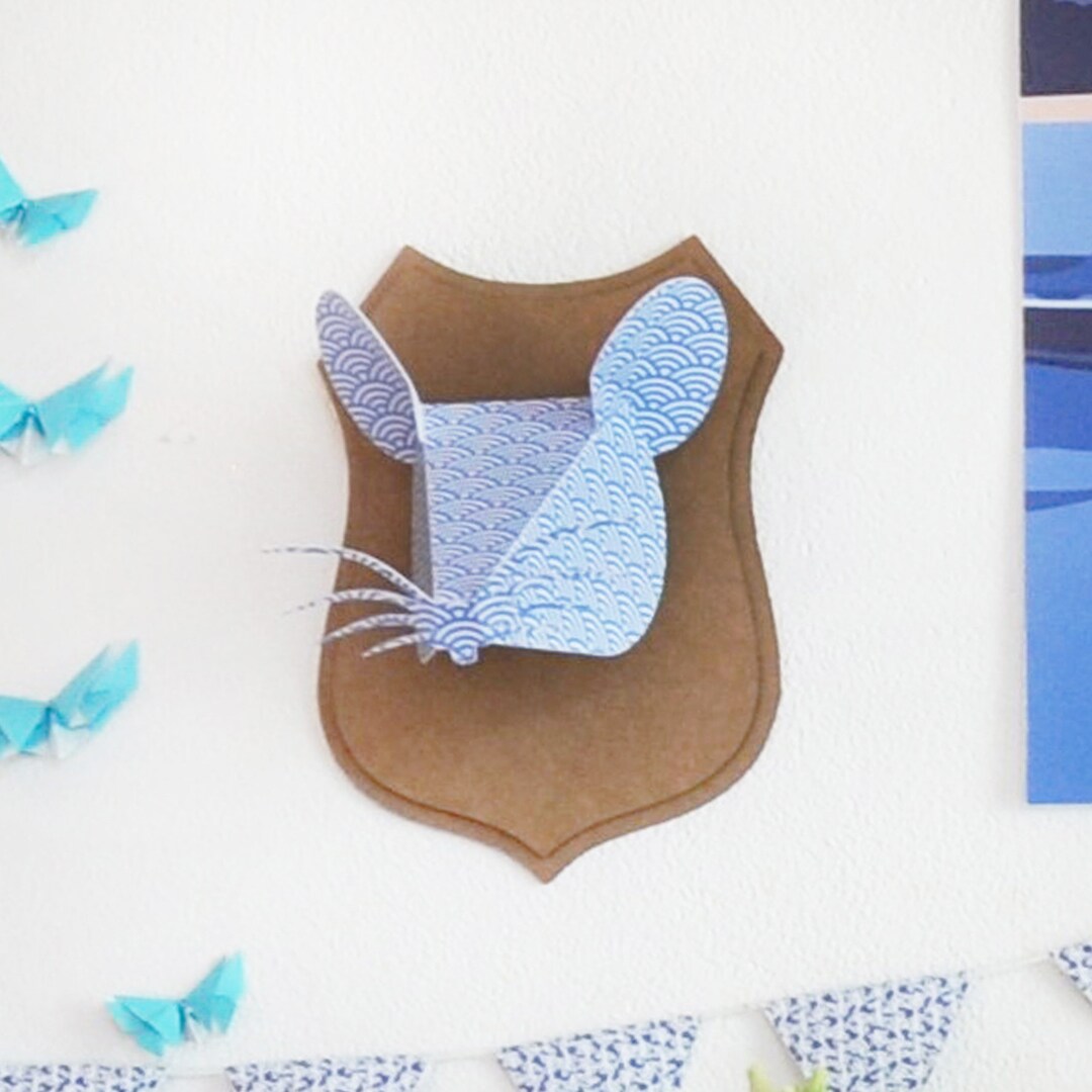 Blue Mouse Head Paper Trophy for Children's Wall Decoration - Etsy
