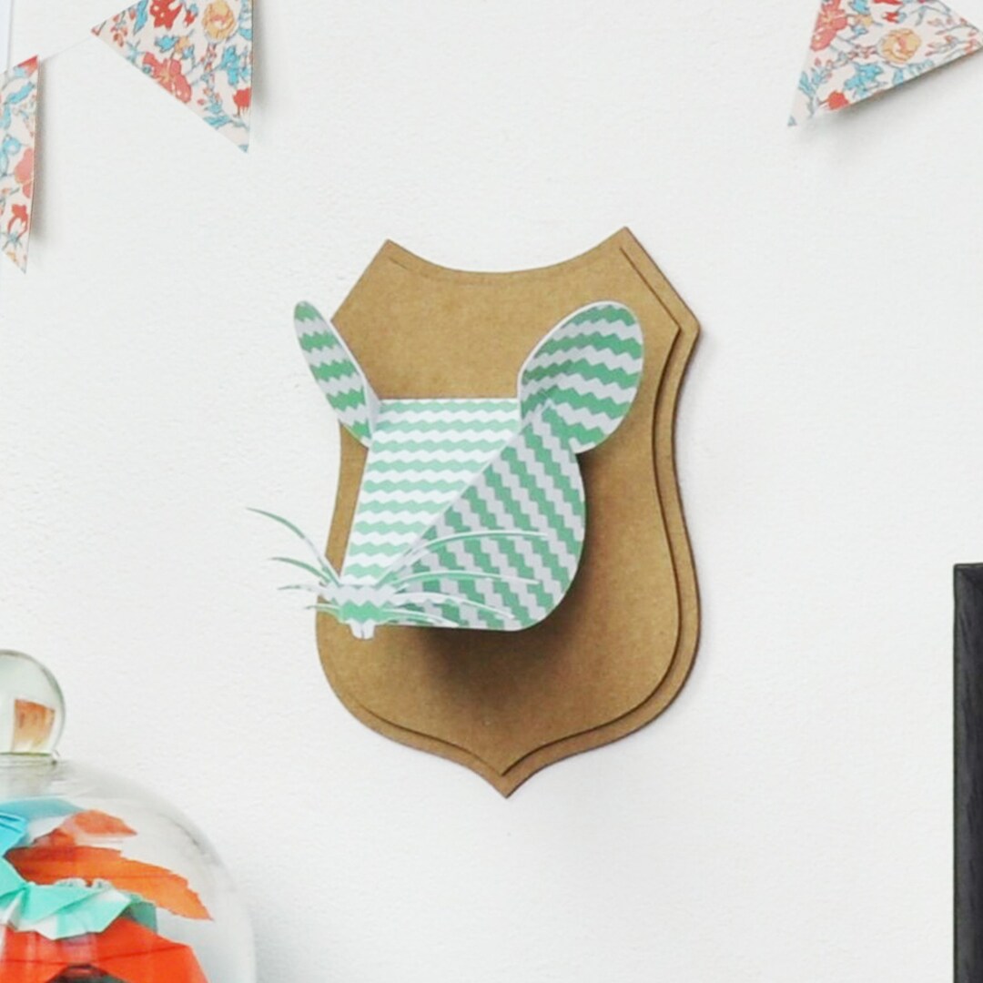 Paper Trophy Mouse Head Turquoise - Etsy