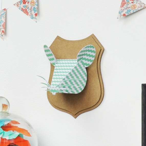 Paper Trophy Mouse Head Turquoise | Etsy