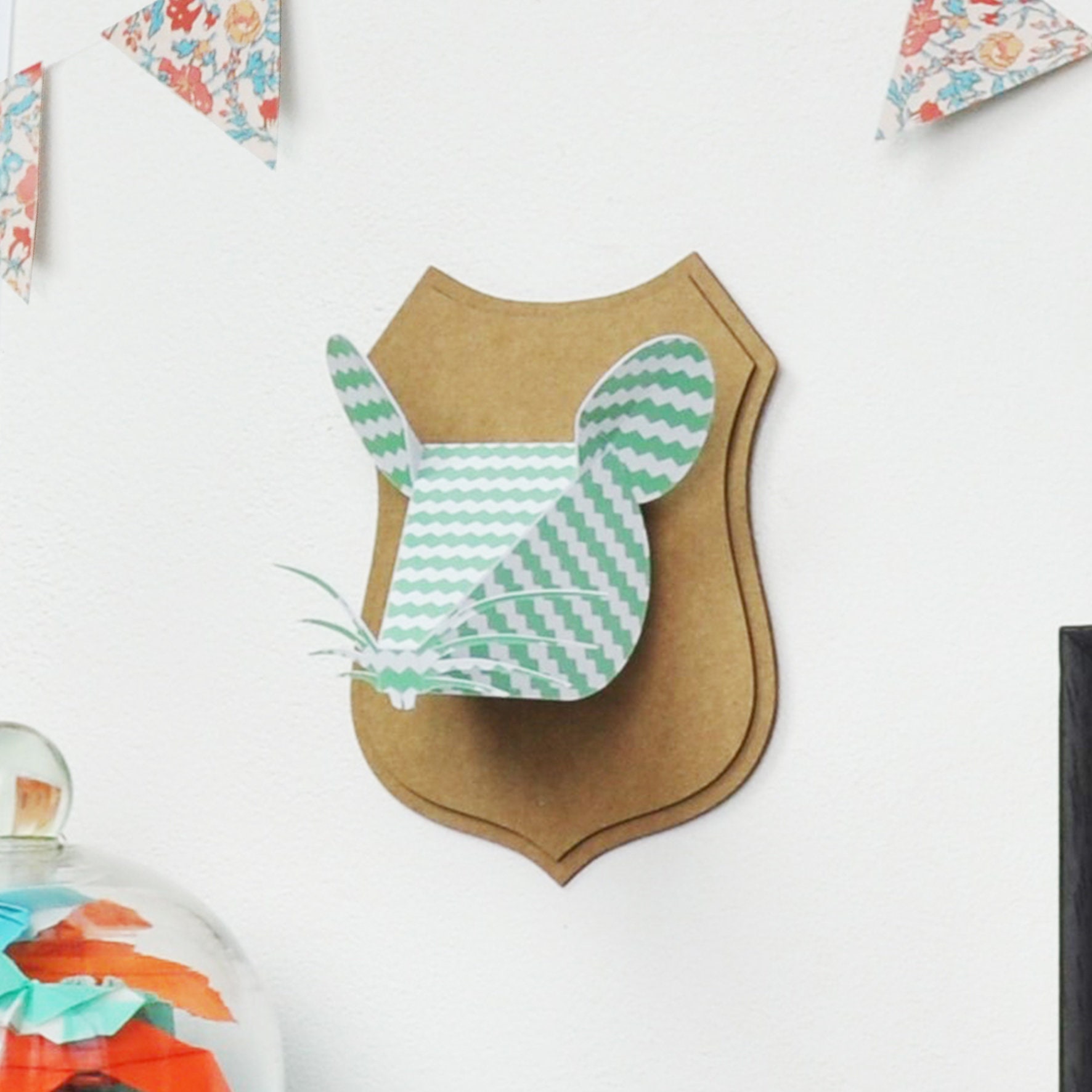 Paper Trophy Mouse Head Turquoise - Etsy