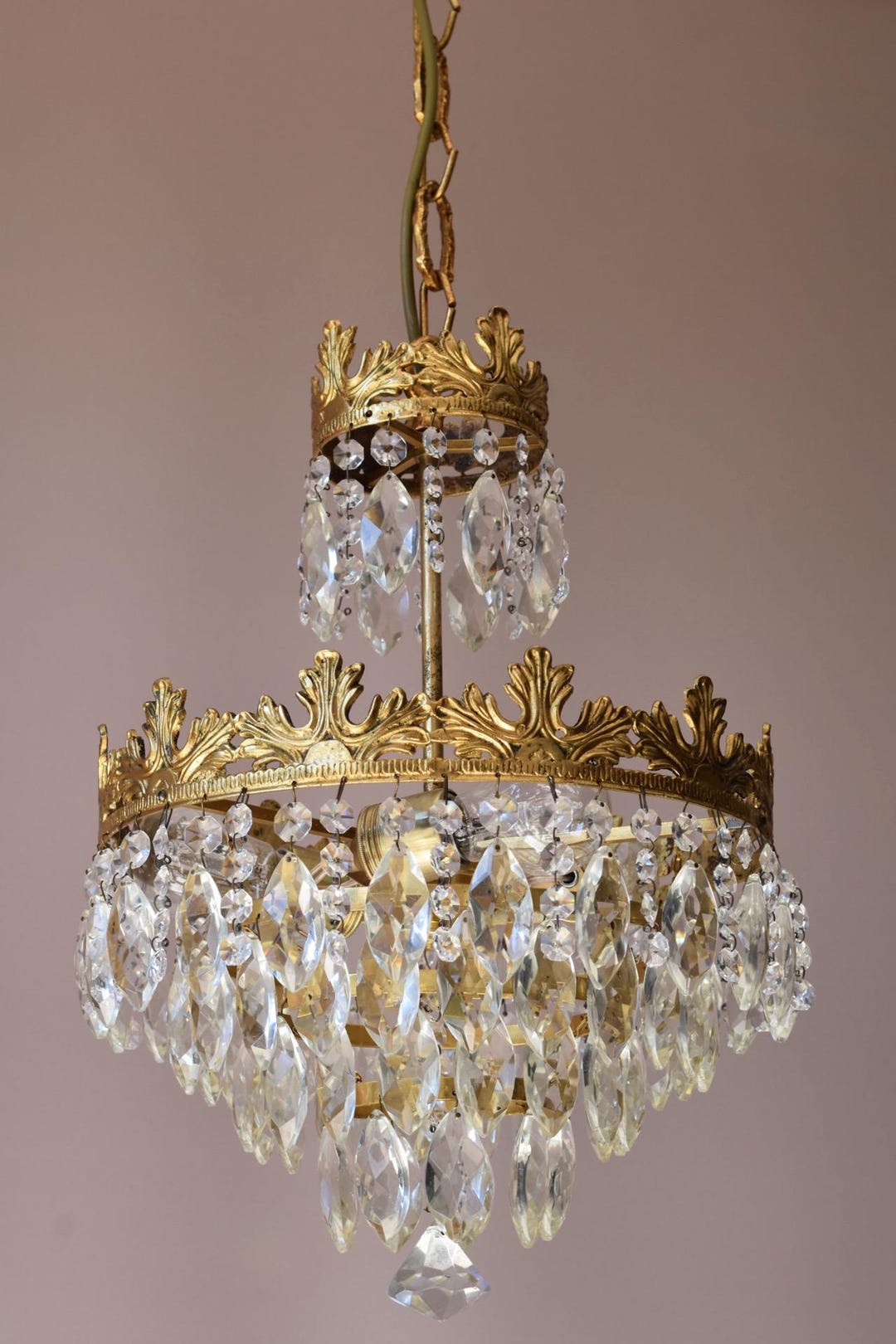 Home Empire Crystal Chandelier Antique Brass Vintage Lighting, Ceiling ...
