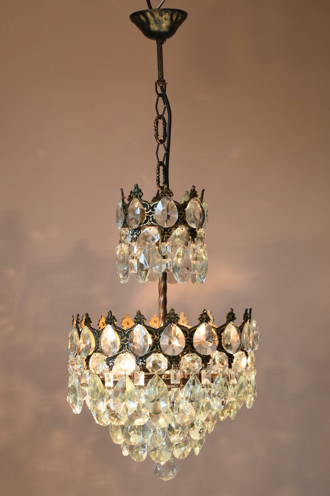 Antique/ Vintage Crystal Chandelier for Home Interior & Decor, Brass ...