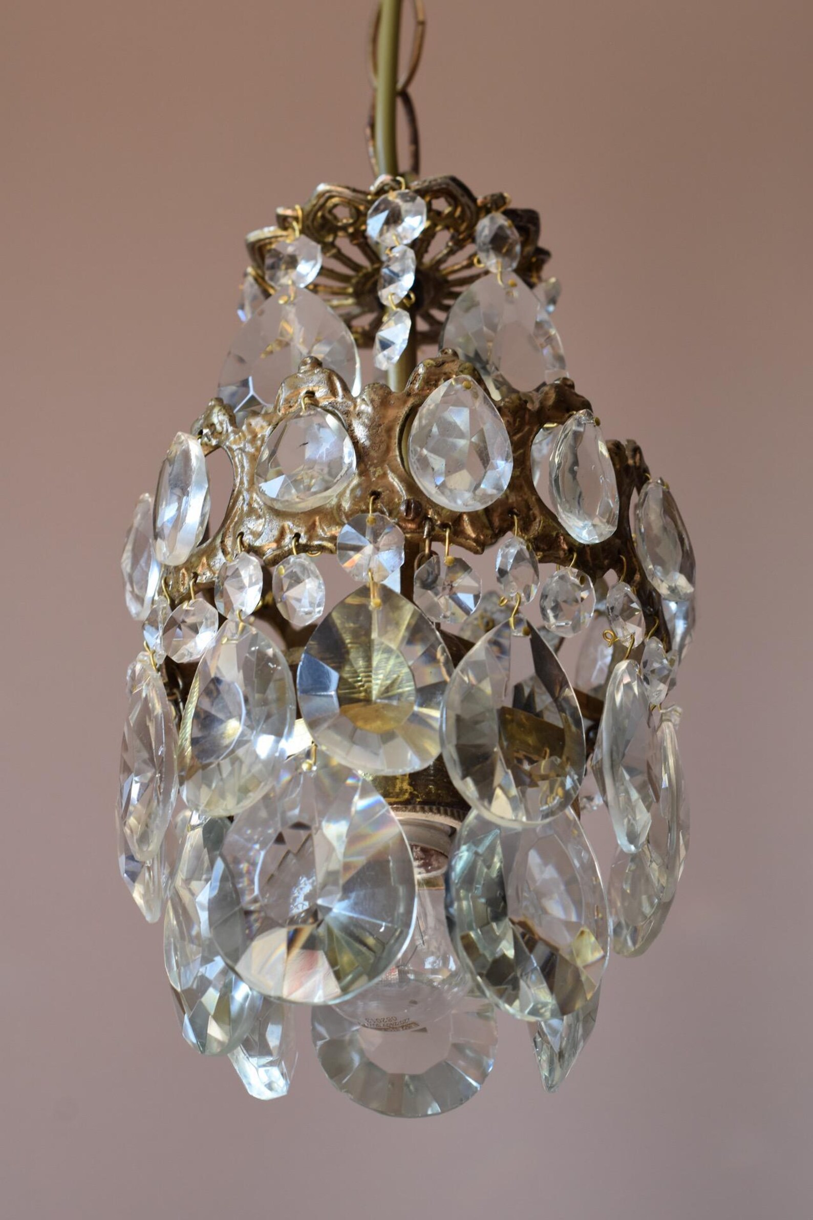 Mini Brass Lustre Antique French Style Vintage Crystal Chandelier Home ...