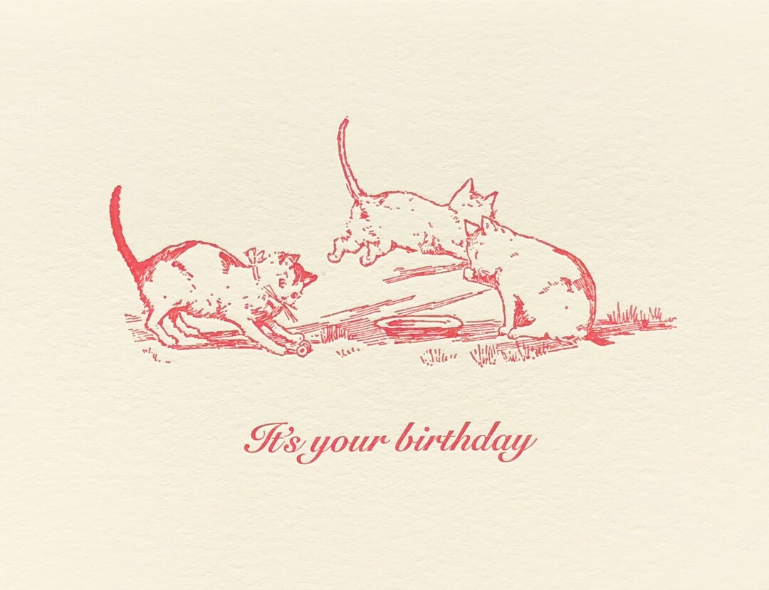 It's Your Birthday / Lap It Up! — Letterpress Birthday Card / Cat ...