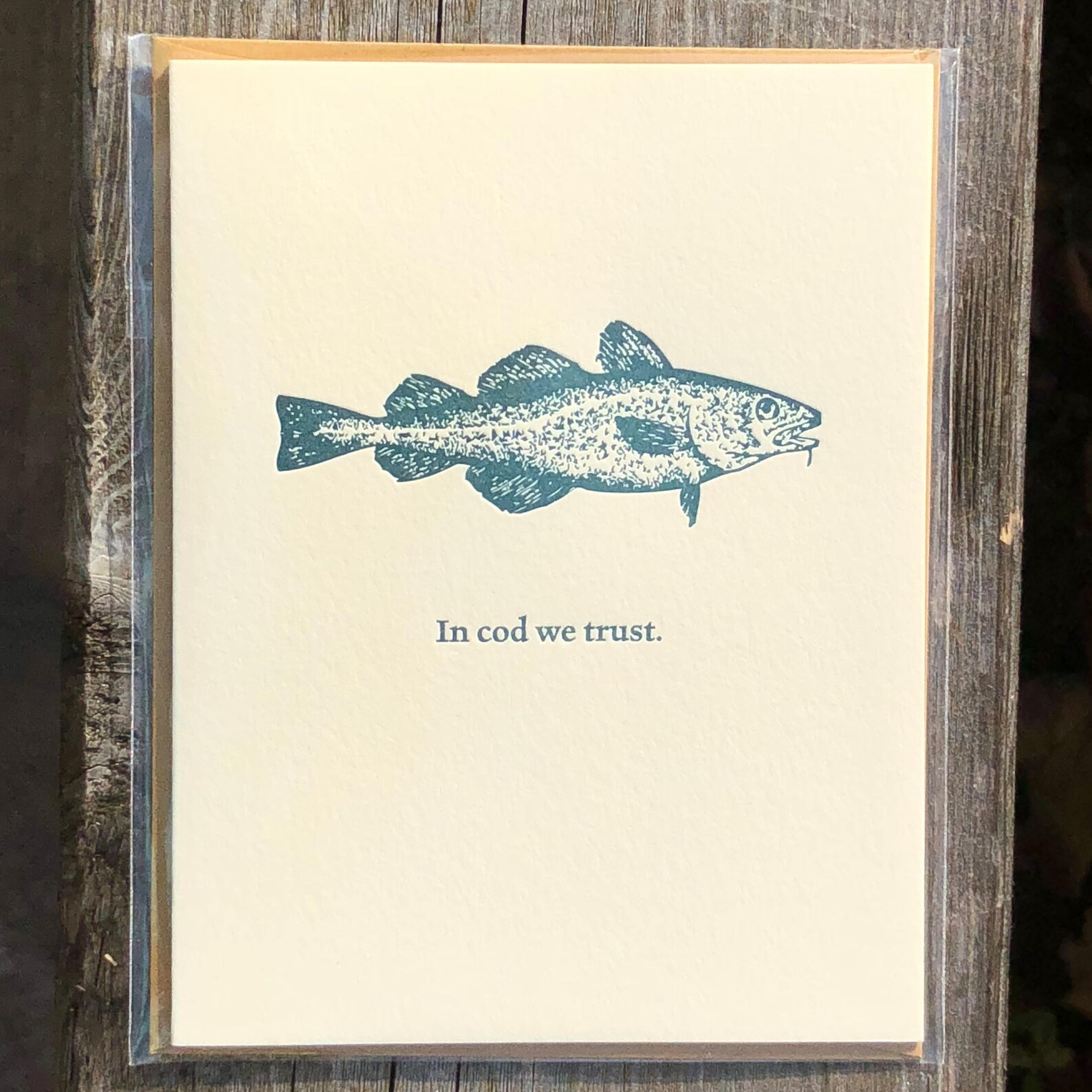 In Cod We Trust cod Pun Notecard / Blank Letterpress Notecard / Blank ...