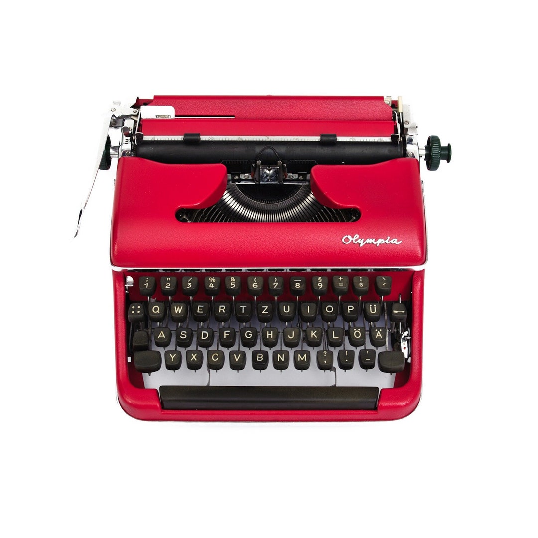 Red Typewriter Olympia SM2, Vintage Typewriter Working, Manual ...