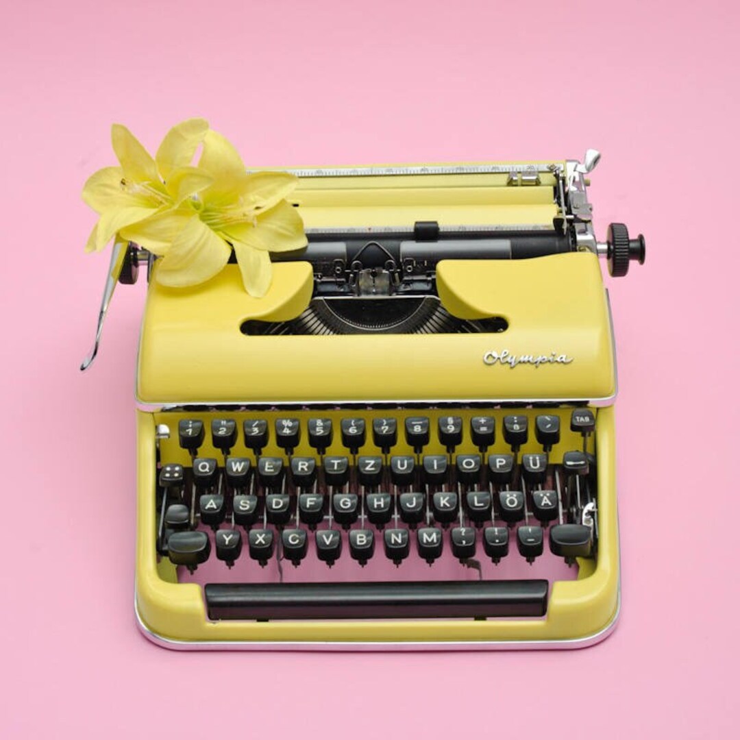 Yellow Typewriter Olympia SM3, Vintage Typewriter Yellow, Olympia ...