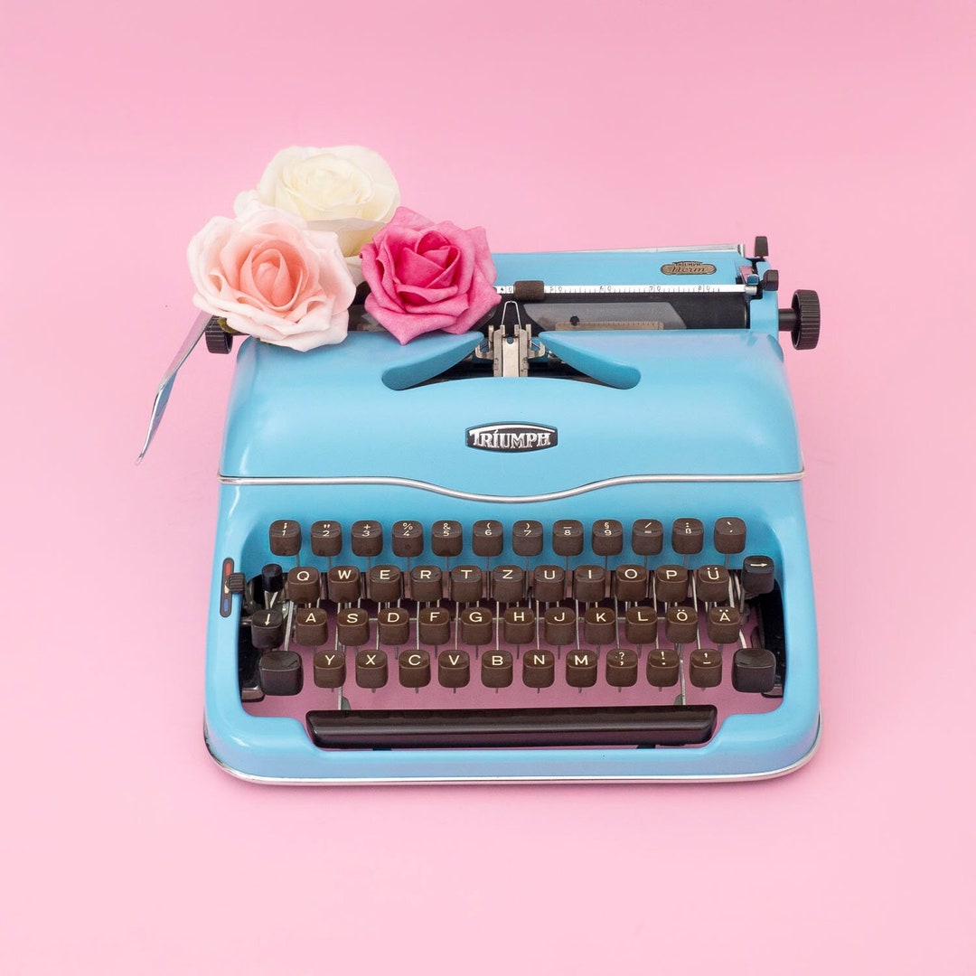Triumph Typewriter Blue, Working Typewriter, Light Blue Typewriter ...