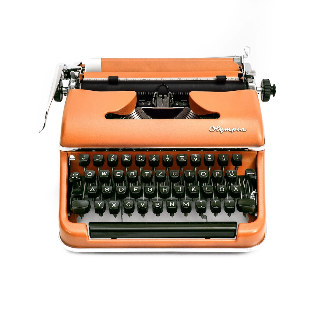 Orange Typewriter Olympia SM2, Vintage Typewriter Orange, Working ...