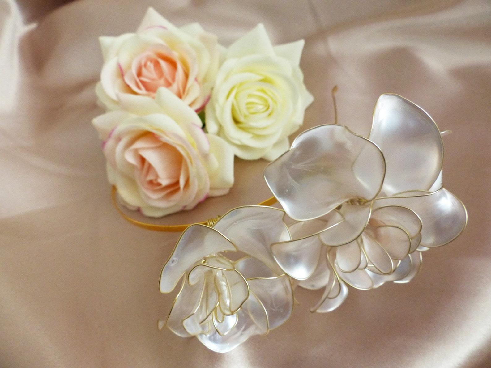 Flower Headband Bridal Hairpiece - Parisa Rose Wedding Accessory ...