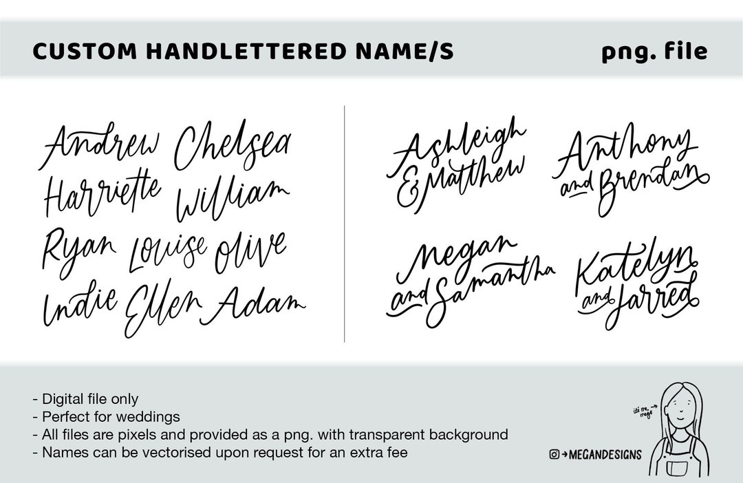 Custom Hand Lettered Name or Word / Digital Only / PNG File - Etsy