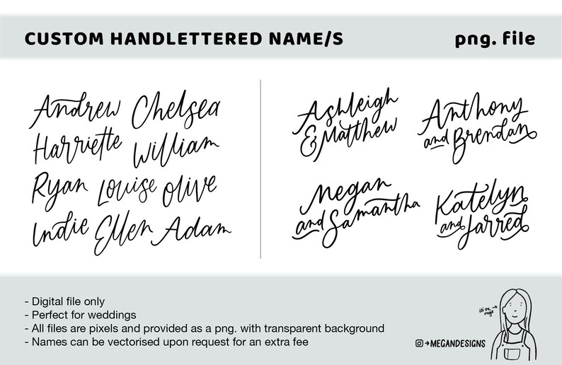 Custom Hand Lettered Name or Word / Digital Only / PNG File - Etsy