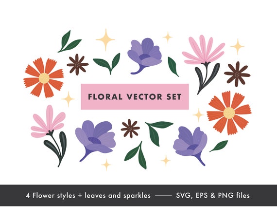 Floral Vector Files Floral Svg File Digital Vector Art | Etsy