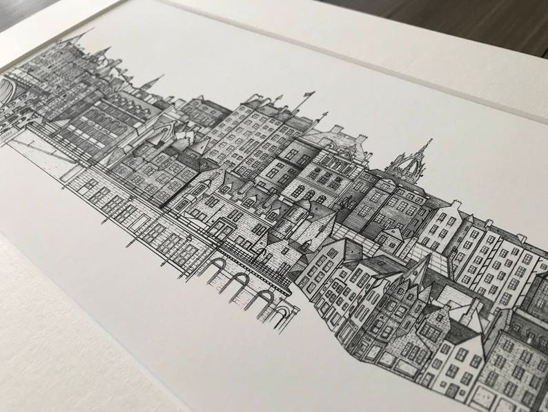 Edinburgh Old Town Sketch Edinburgh Art Edinburgh Skyline - Etsy UK