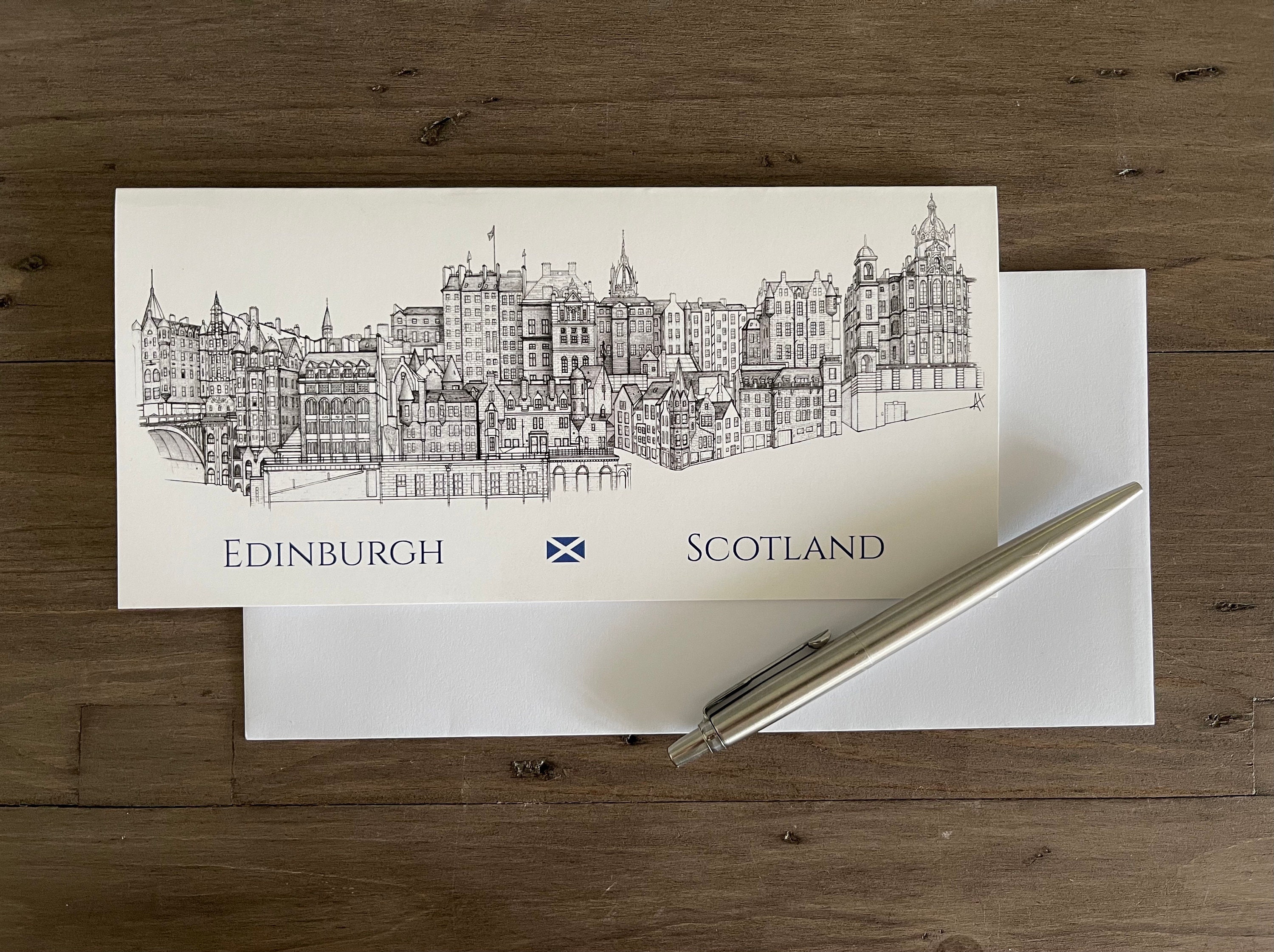 Edinburgh Card, Edinburgh Skyline, Edinburgh Greetings Card, Folded ...