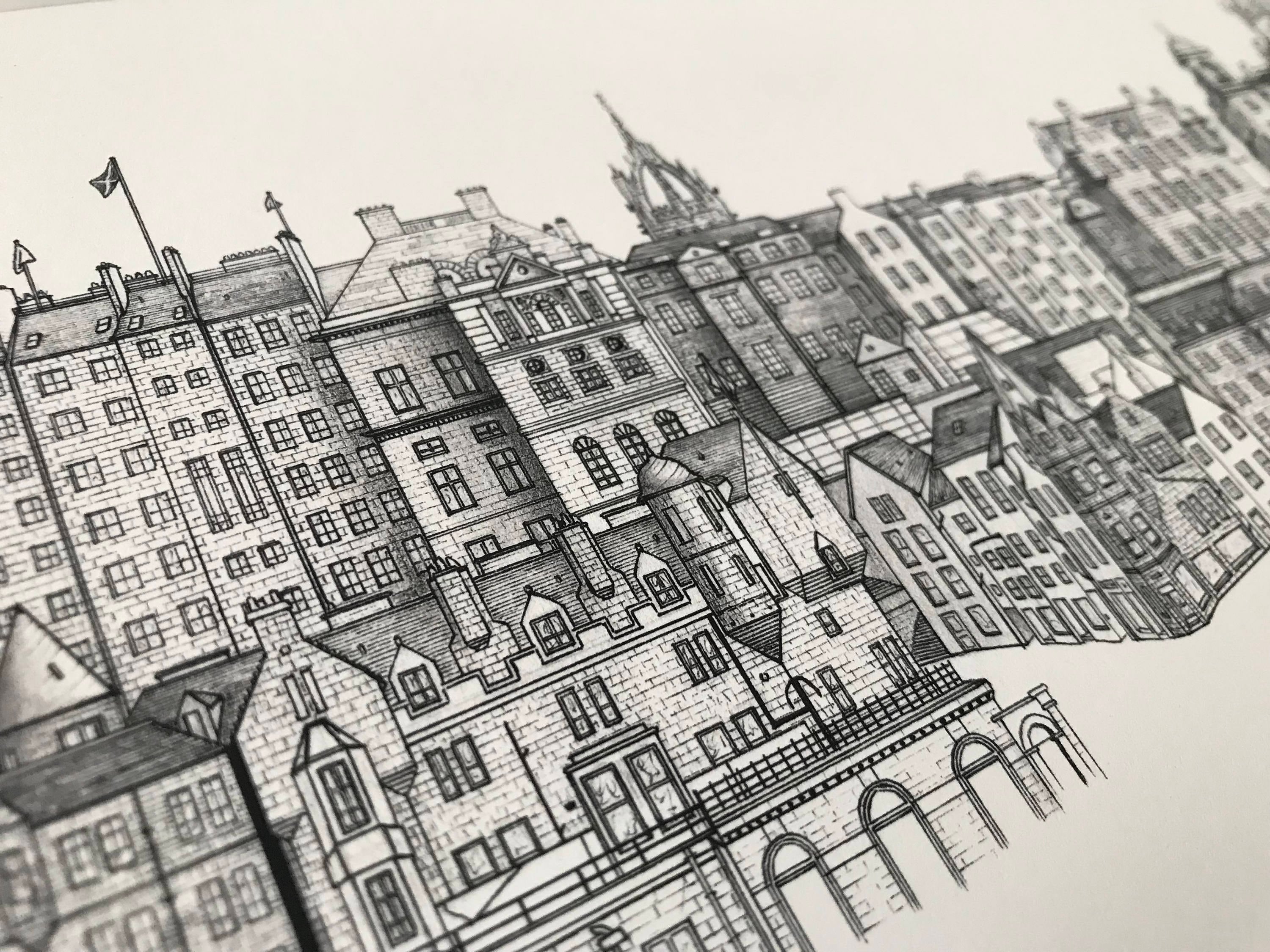 Edinburgh Old Town Sketch Edinburgh Art Edinburgh Skyline - Etsy