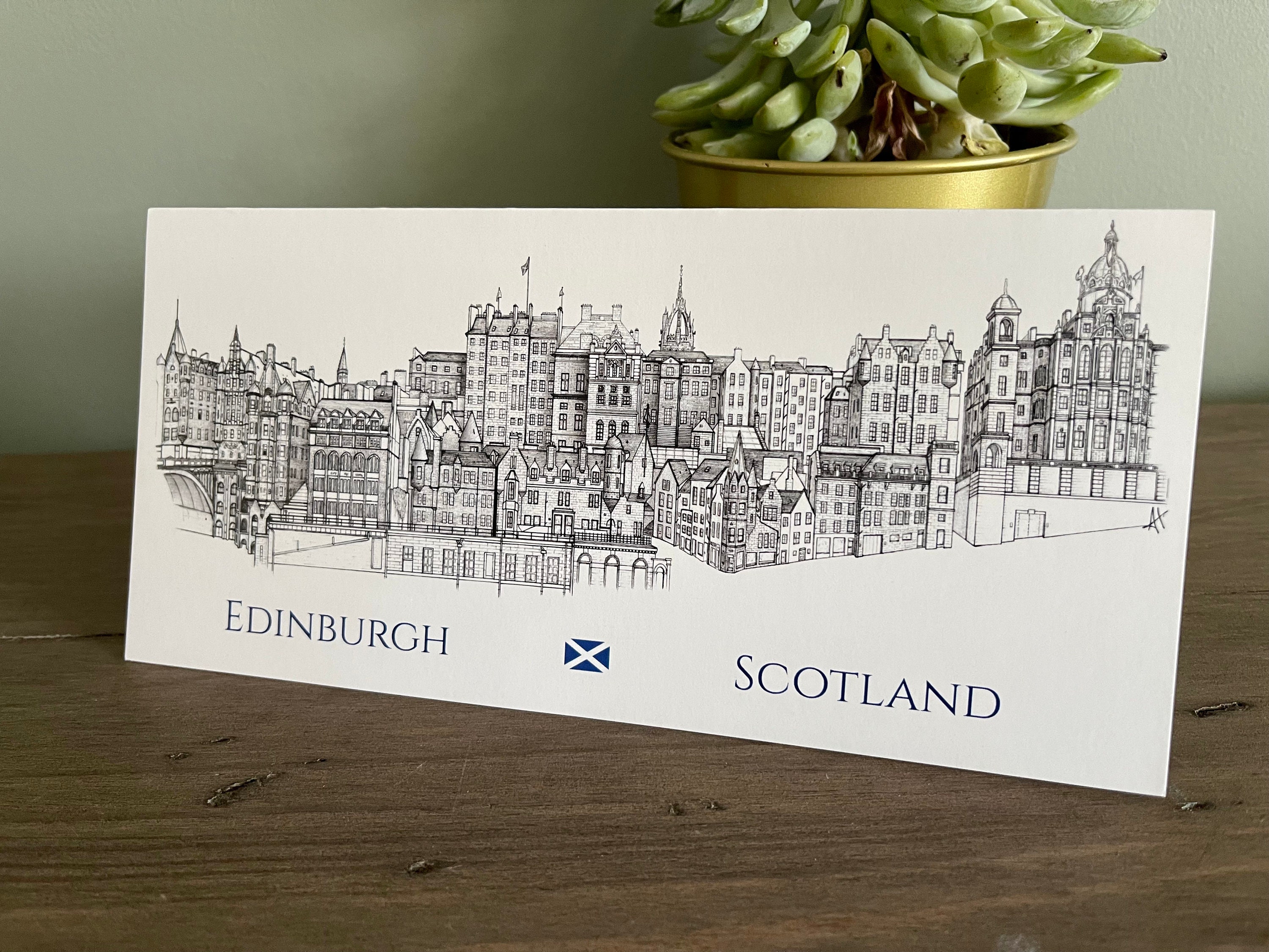 Edinburgh Card Edinburgh Skyline Edinburgh Greetings Card - Etsy