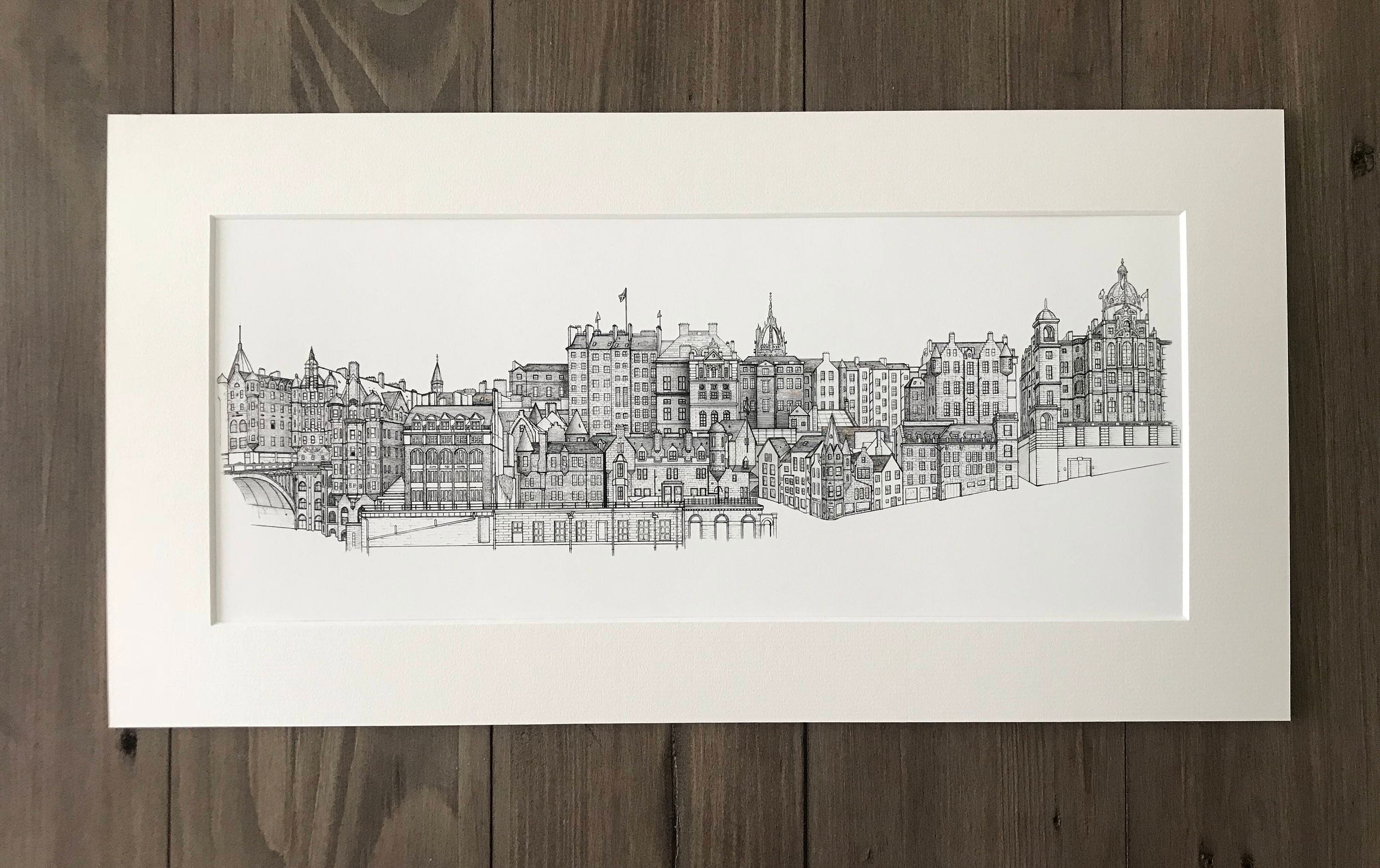 Edinburgh Old Town Sketch Edinburgh Art Edinburgh Skyline - Etsy