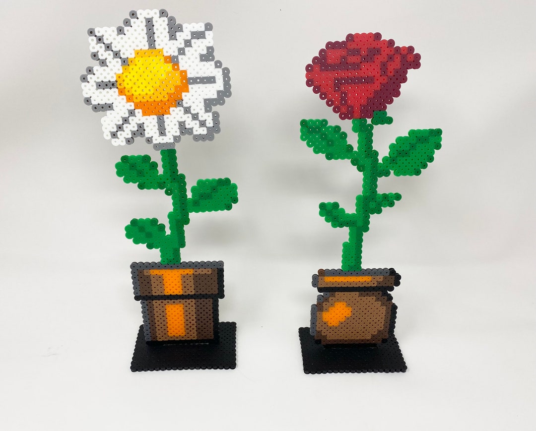 Rose and Daisy Flower Perler Bead Sprites - Etsy