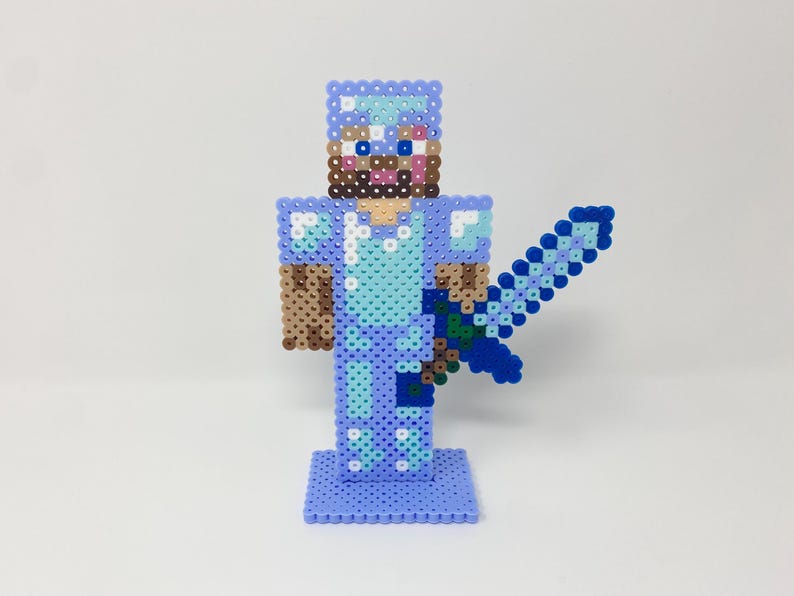 Diamond Armor Steve Perler Bead Sprite - Etsy Canada