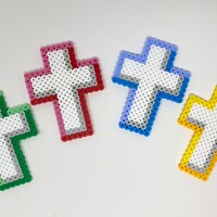 Perler Bead Cross Keychain - Etsy