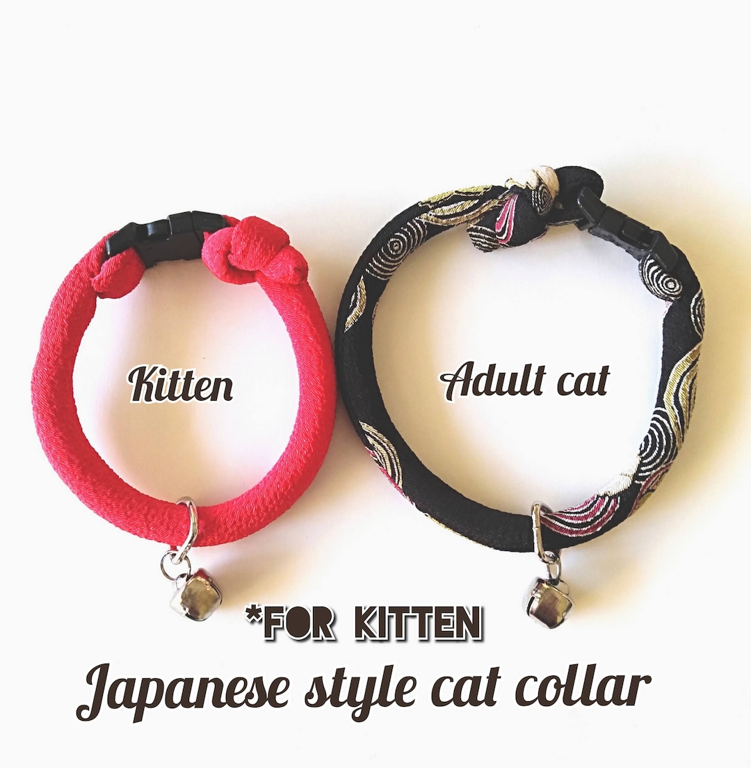 KITTEN Cat Collar Japanese Style | Kimono Cord, Breakaway Buckle, Gift ...