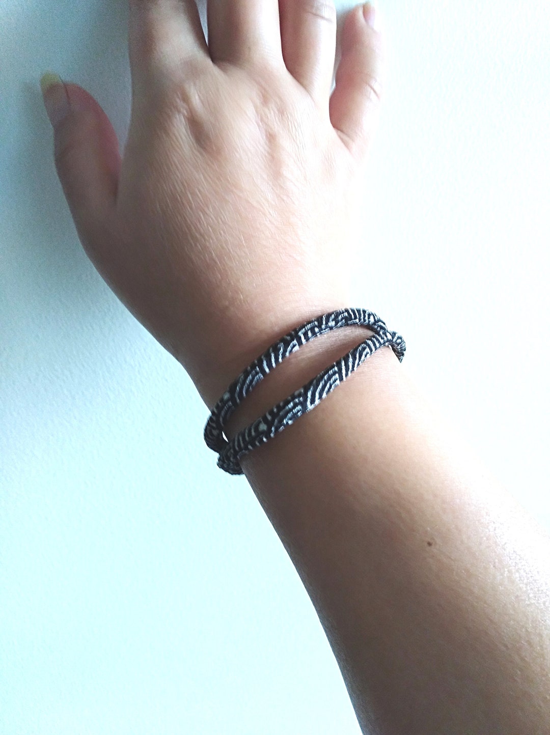 Japanese KIMONO Bracelet | BLACK, Wave 青海波seigaiha, Kimono Accessory ...