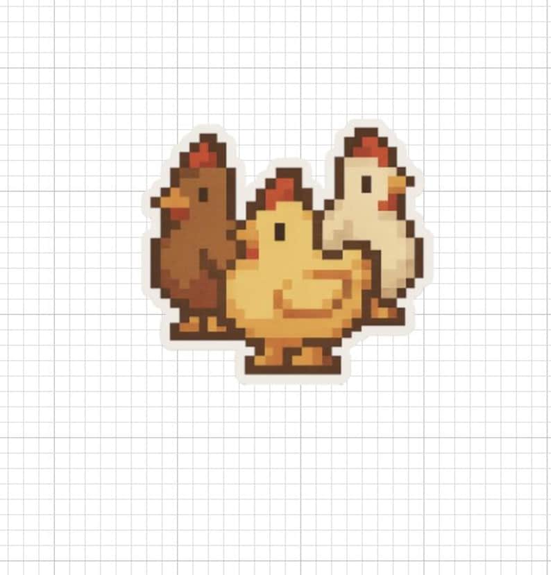Stardew Valley Chicken Sticker | Pixel Art Vinyl Sticker | Cozy Gamer ...