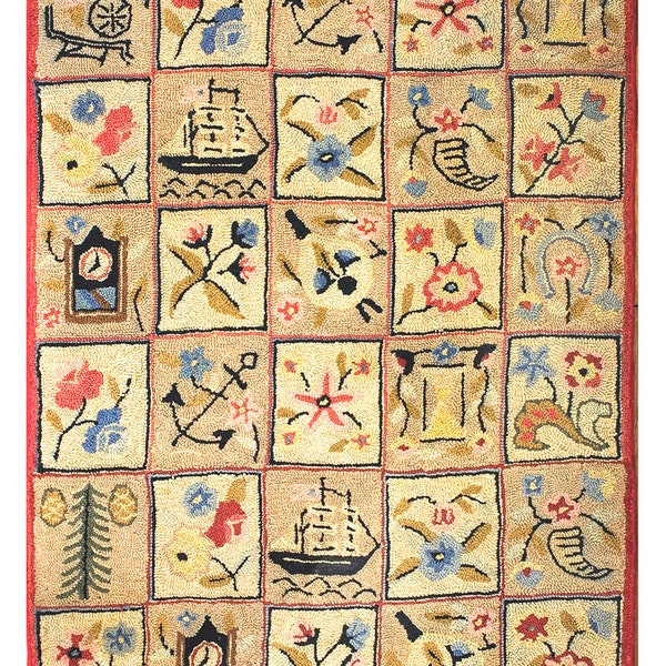 Primitive Hooked Rug - Etsy