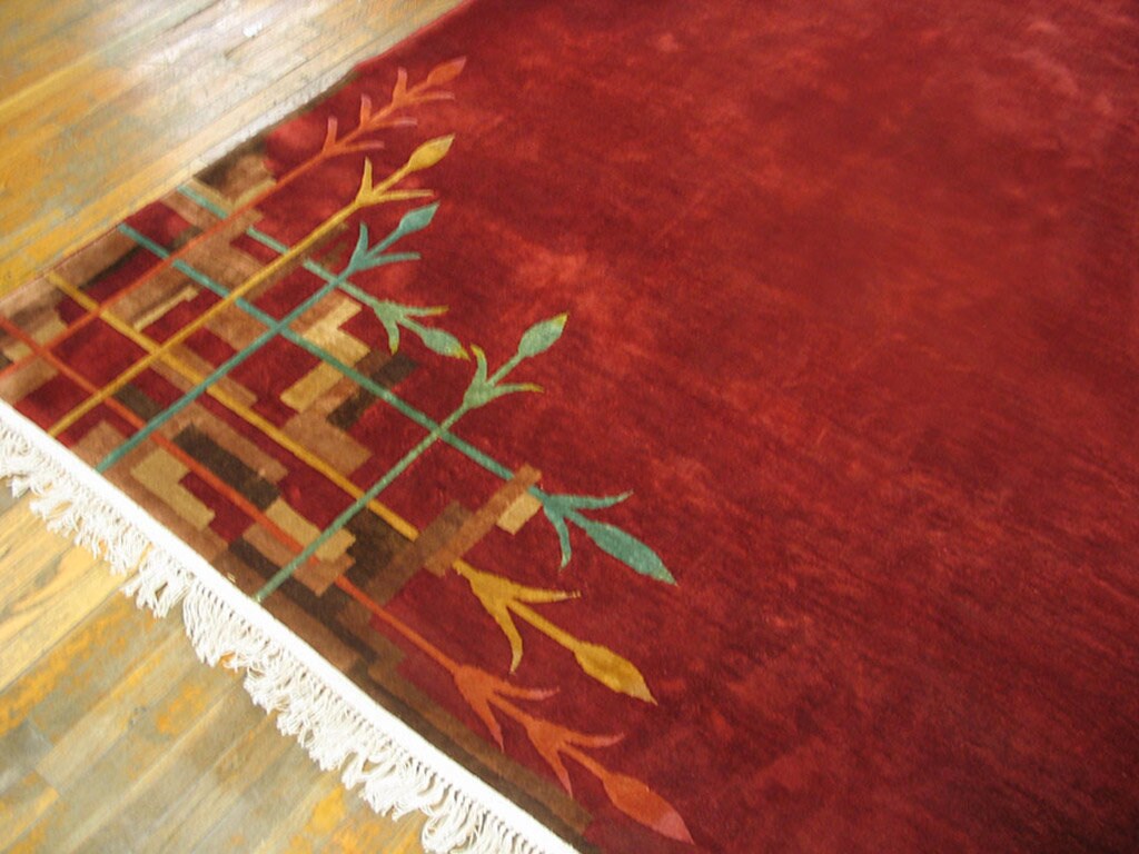 Red Chinese Art Deco Carpet 8' 6'' X 11' 3'' , 259.1 Cm X 342.9 Cm - Etsy