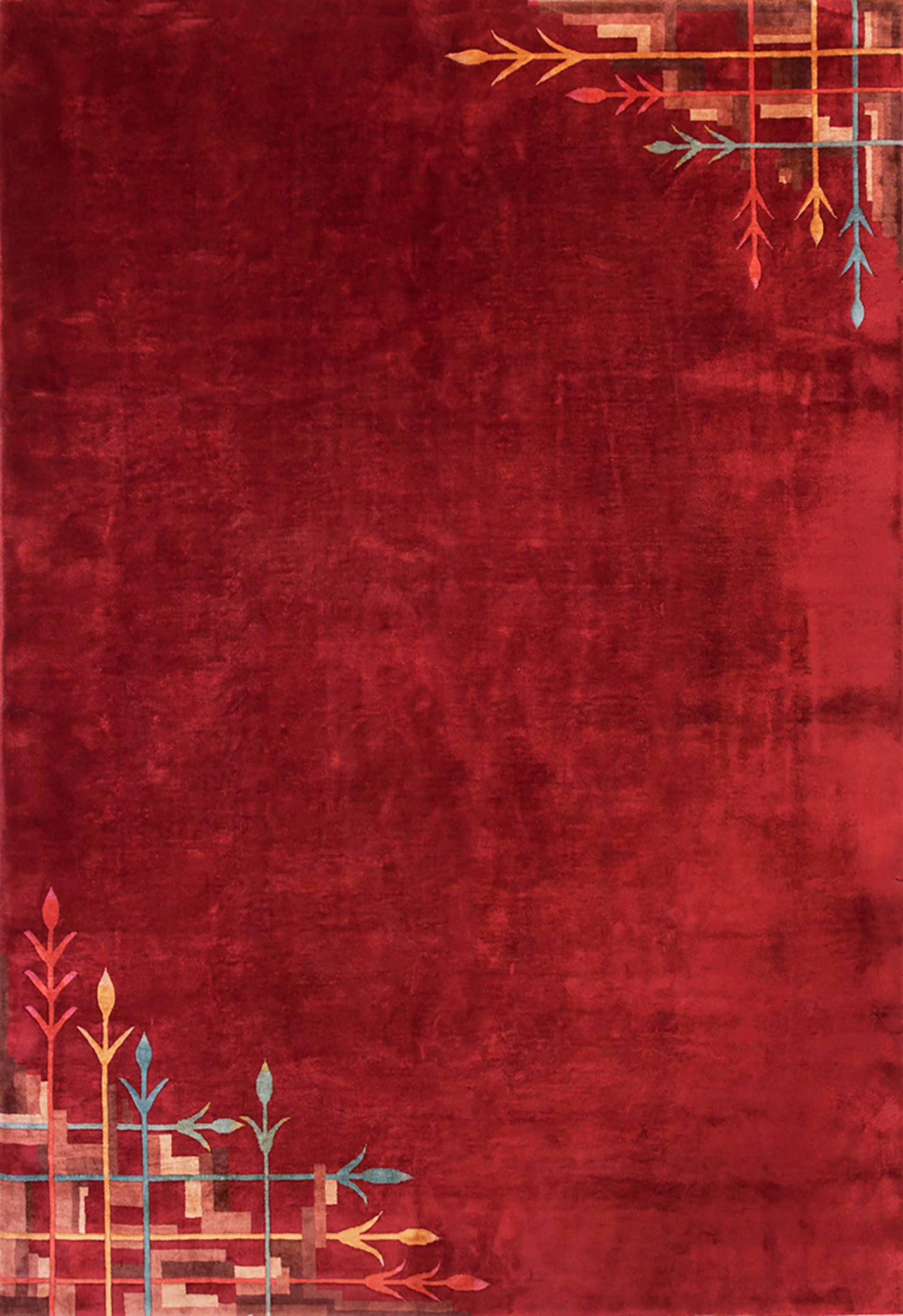 Red Chinese Art Deco Carpet 8' 6'' X 11' 3'' , 259.1 Cm X 342.9 Cm - Etsy