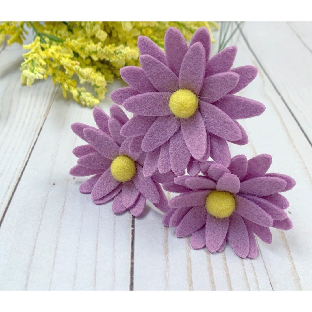 Felt Flower Arrangement Purple Felt Daisy Happy Mail Single - Etsy