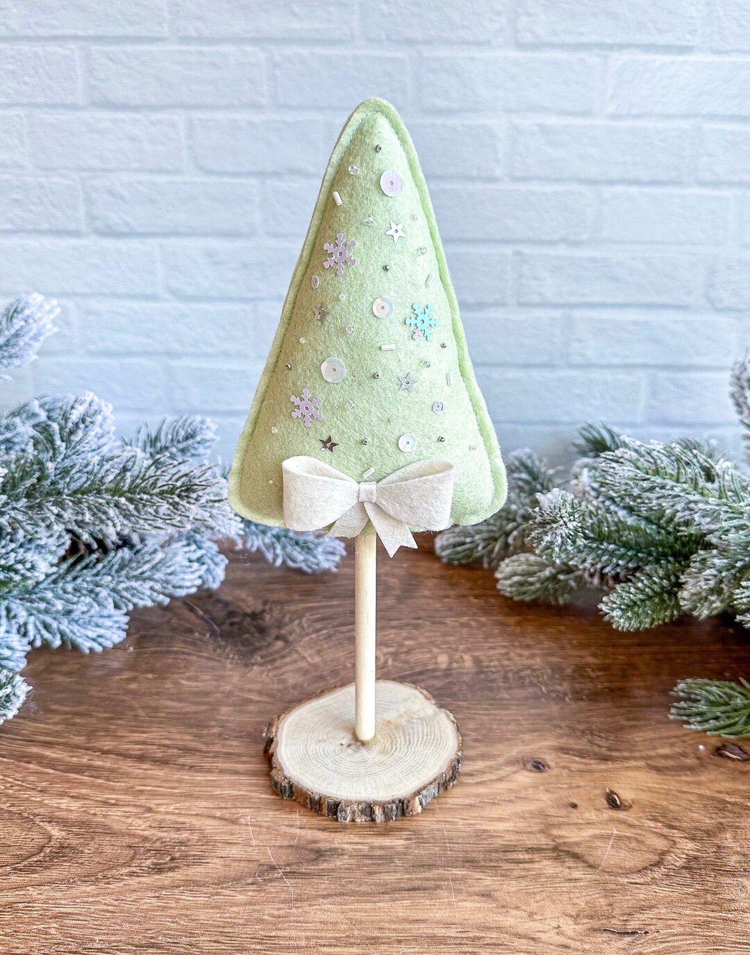 Felt Mini Tree Sequin Christmas Tree Beaded Tree Aqua Tree - Etsy