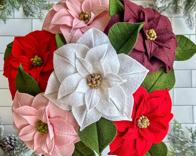 Felt Poinsettia, Build Your Own Bouquet, Christmas Flowers, Poinsettia ...