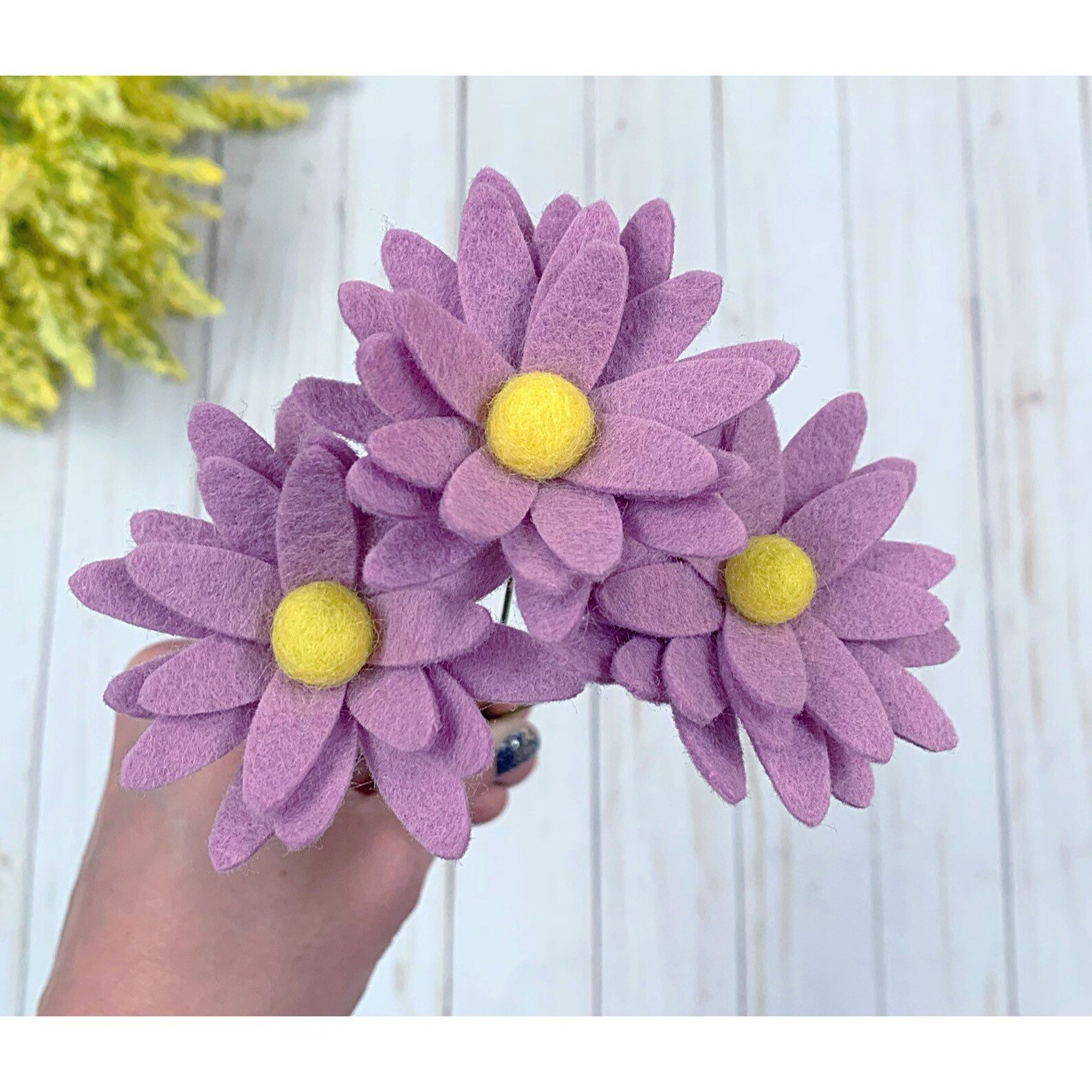 Felt Flower Arrangement Purple Felt Daisy Happy Mail Single - Etsy