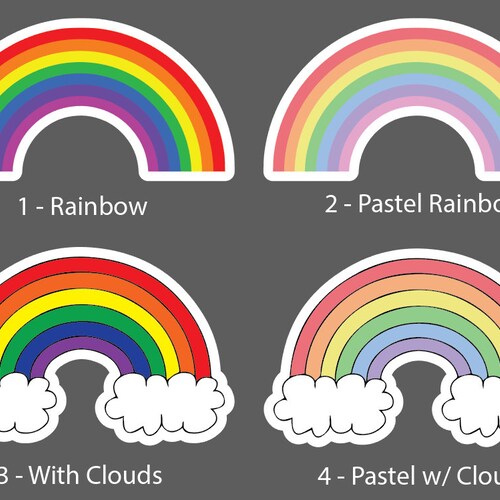 Rainbow Sticker Rainbow With Clouds Sticker Water Bottle | Etsy