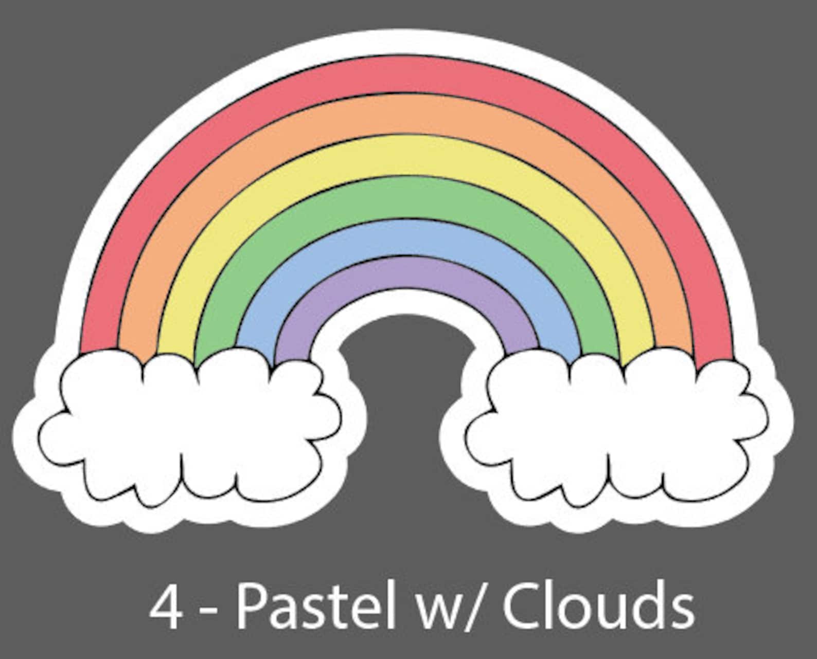 Rainbow Sticker - Rainbow With Clouds Sticker - Water Bottle Sticker ...