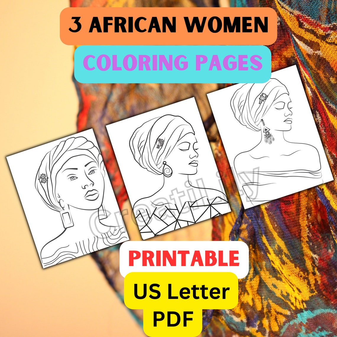 African Women Coloring Pages Printable Digital Download - Etsy