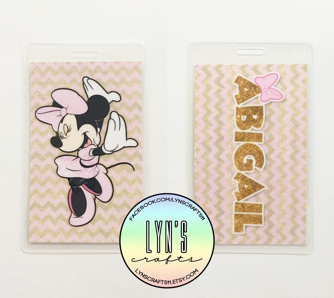 Custom Minnie Mouse Laminated Tag // Pink & Gold // Minnie Mouse Tag ...
