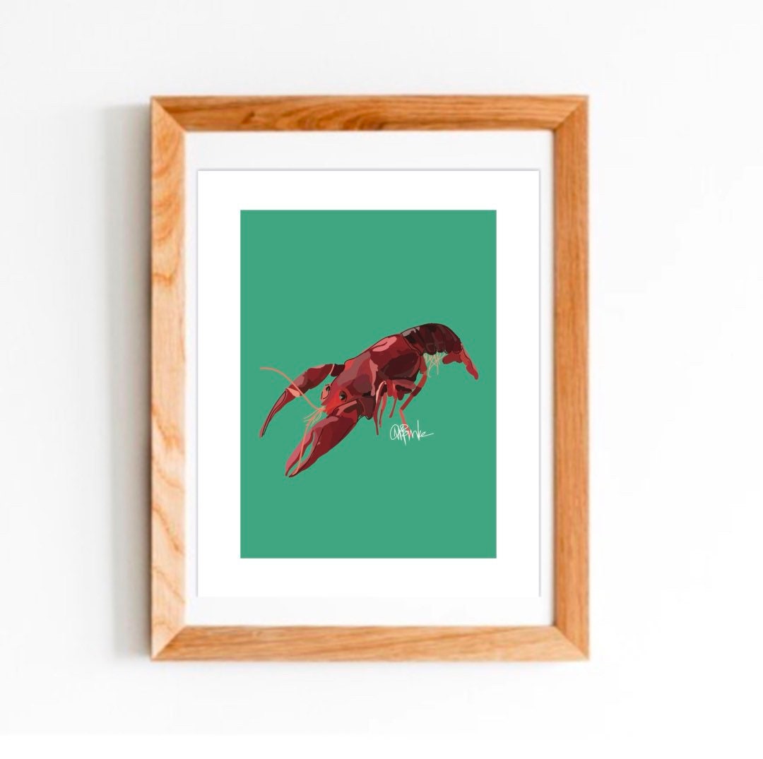 Hand Drawn Cajun Crawfish Art Print PRINT ONLY - Etsy