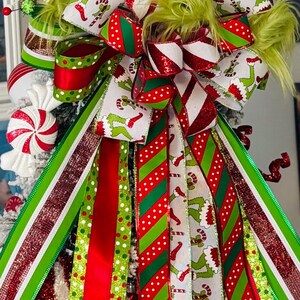 Christmas Tree Topper, Tree Toppers, Grinch Tree Topper, Grinch Bows - Etsy