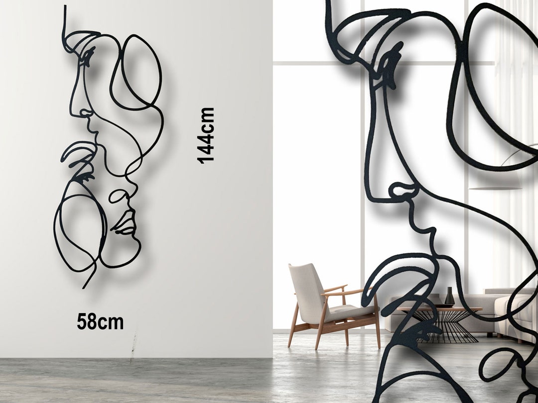 Line Drawing Metal Wall Art-discover the Essence of Love and Artistry ...