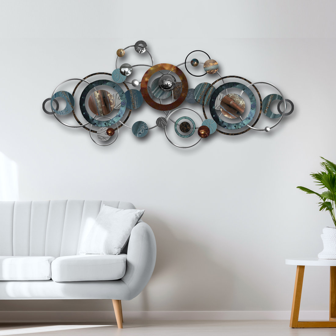 Abstract Metal Wall Art, Large Metal Wall Decor, Modern Living Room Art ...
