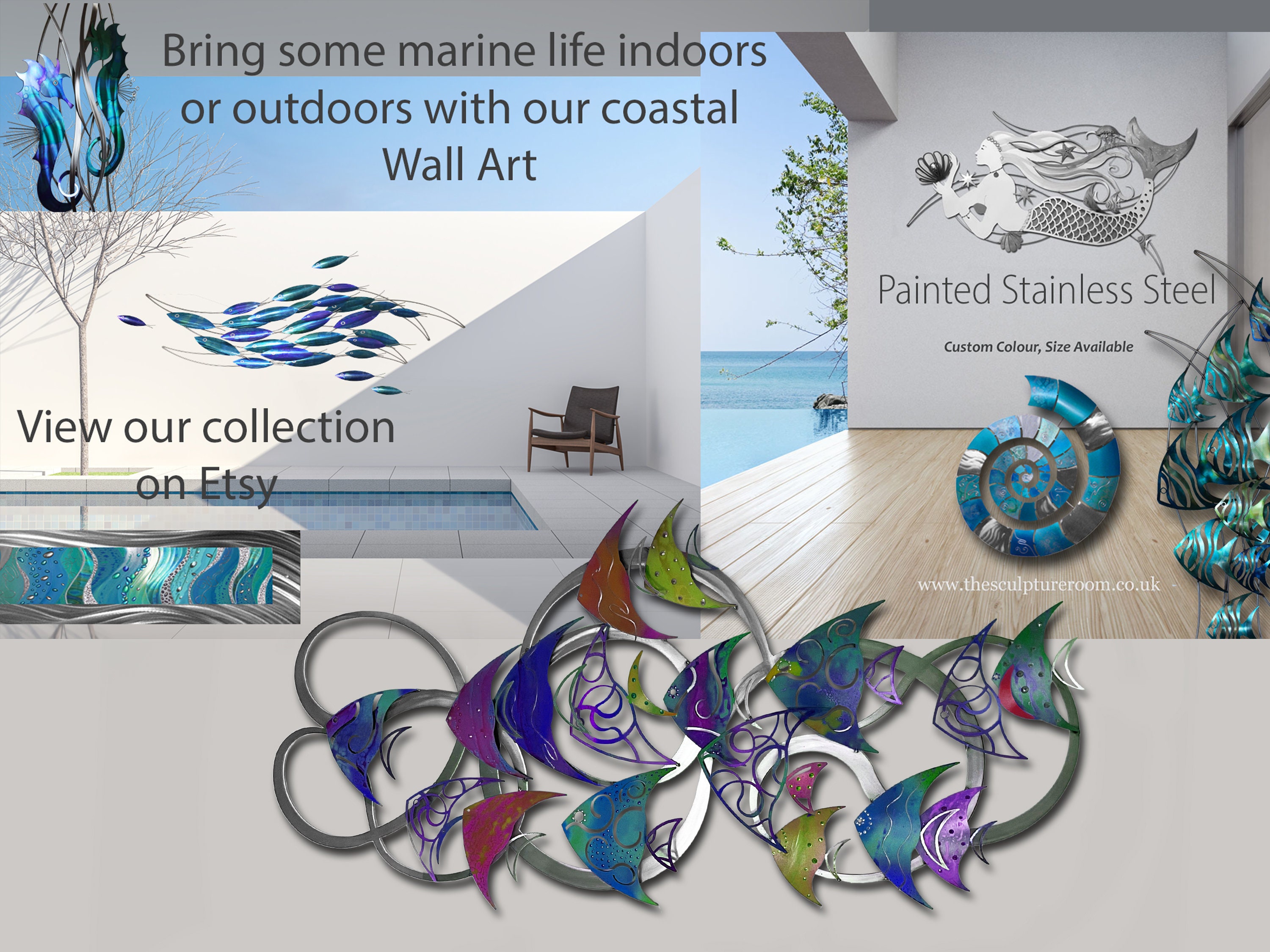 Metal Wall Art ,handcrafted Stainless Steel Wall Sculpture Painted ...